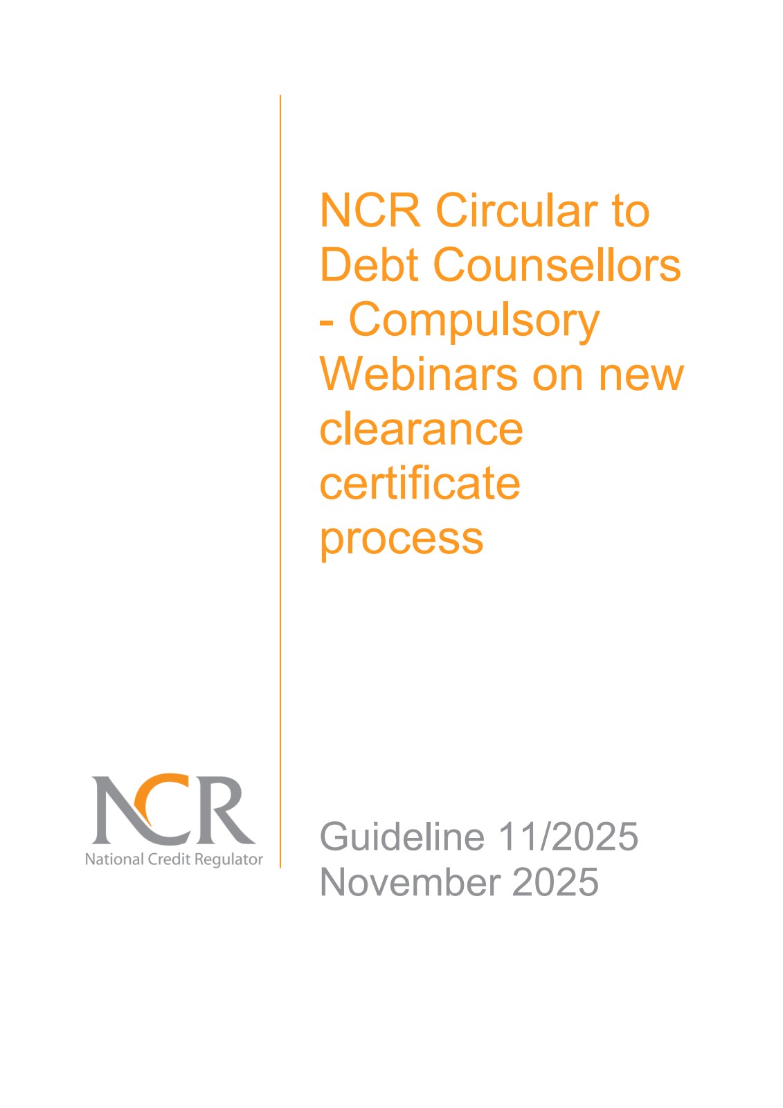 NCR Guideline 11/2025: Mandatory Webinars for Debt Counsellors | New ...